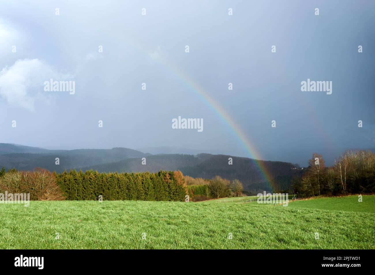 photographed a colorful rainbow in spring in april in germany Stock ...