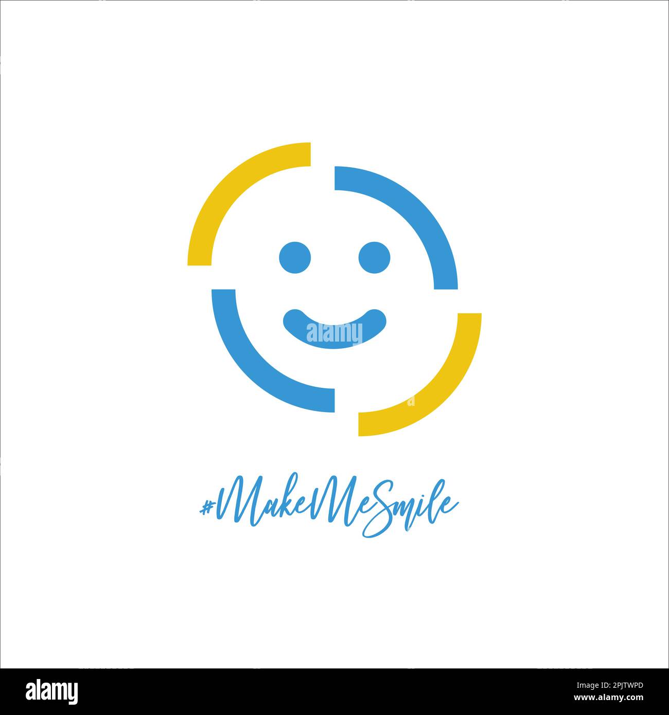 Happy smile face abstract design logo template in blue and yellow ...