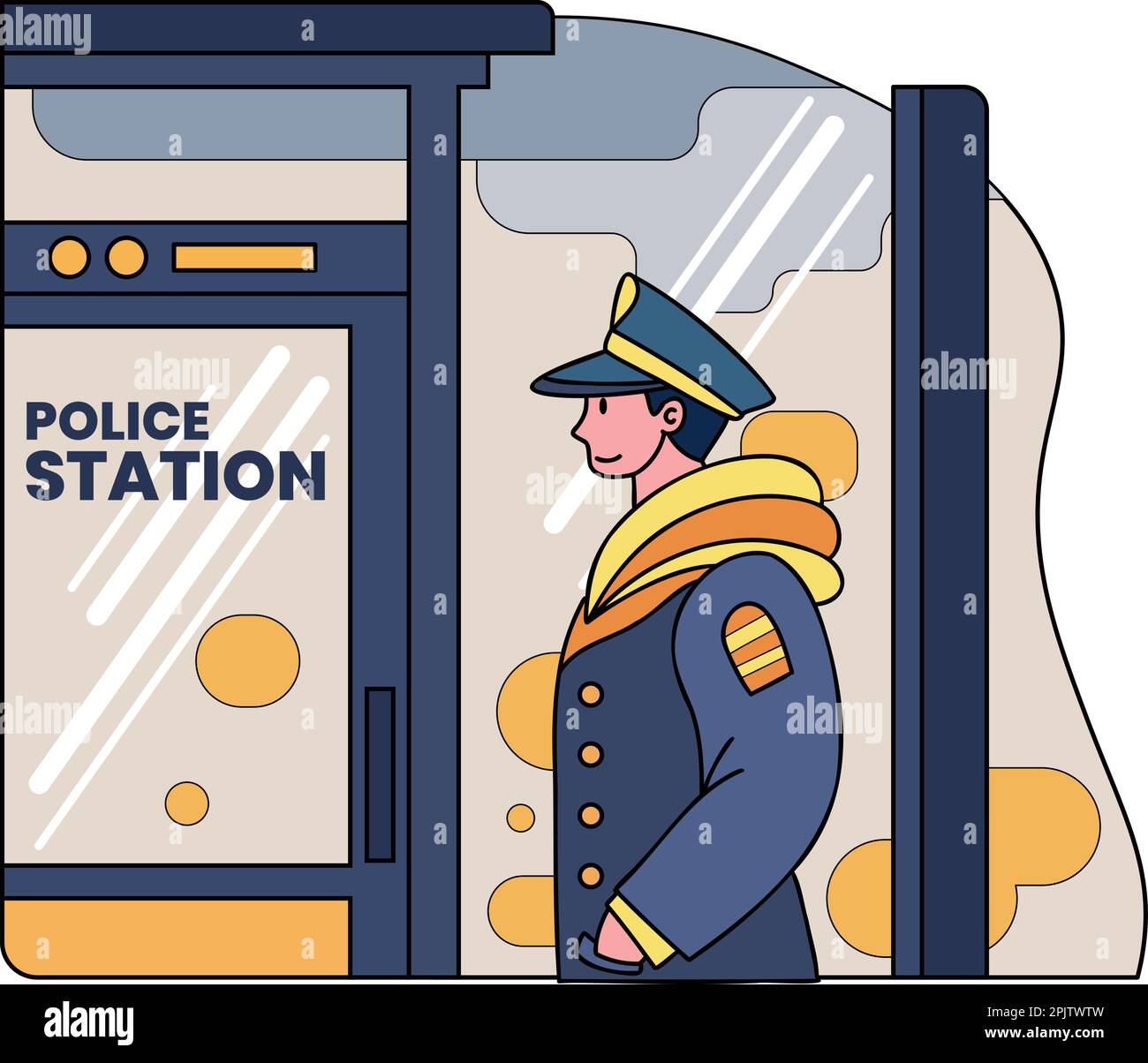 police and police station illustration in doodle style isolated on ...