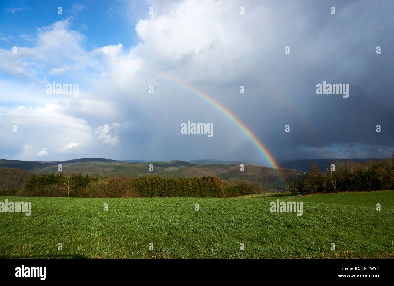 photographed a colorful rainbow in spring in april in germany Stock ...