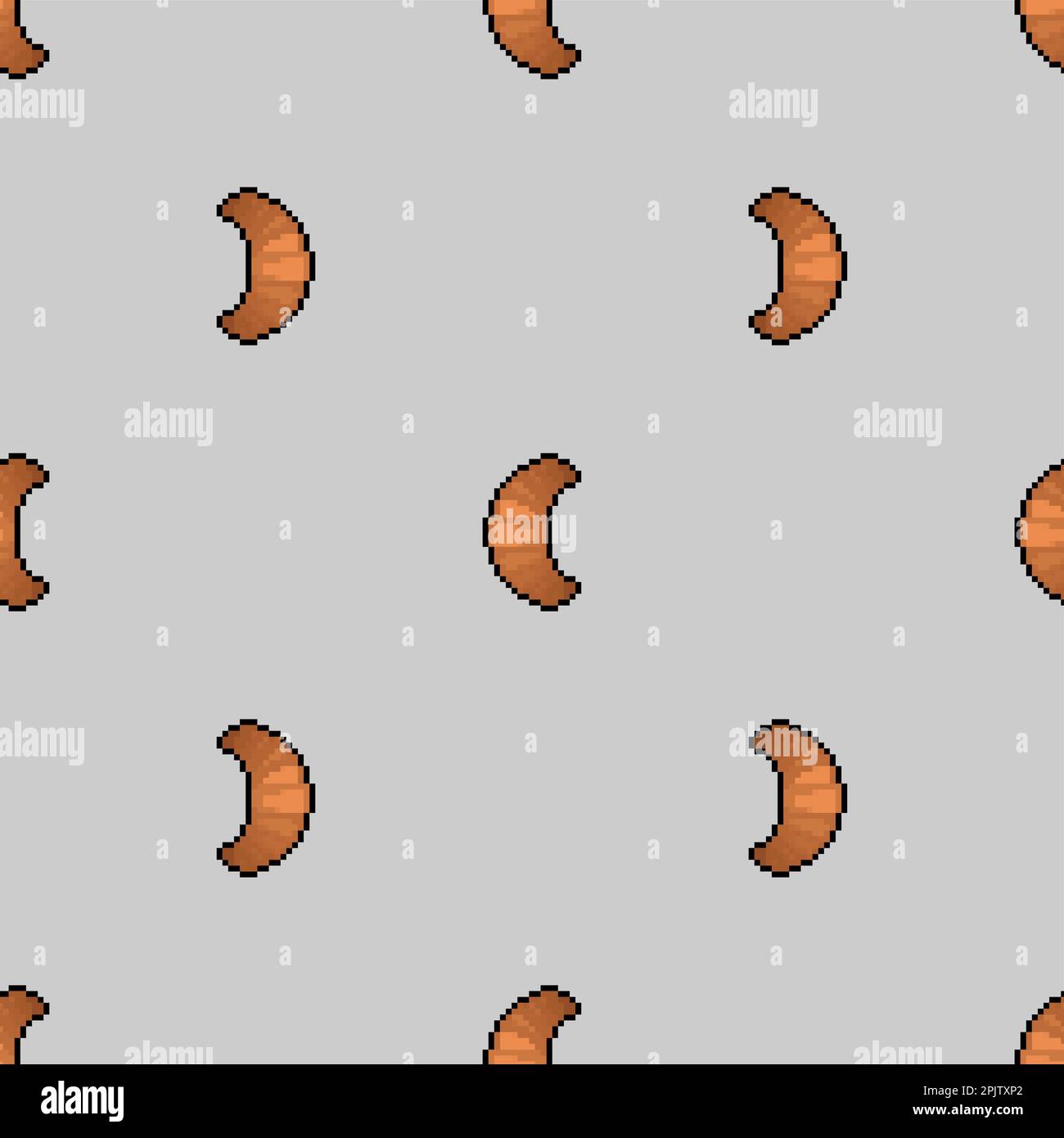 Croissant pixel art pattern seamless. 8 bit bagel pixelated background ...