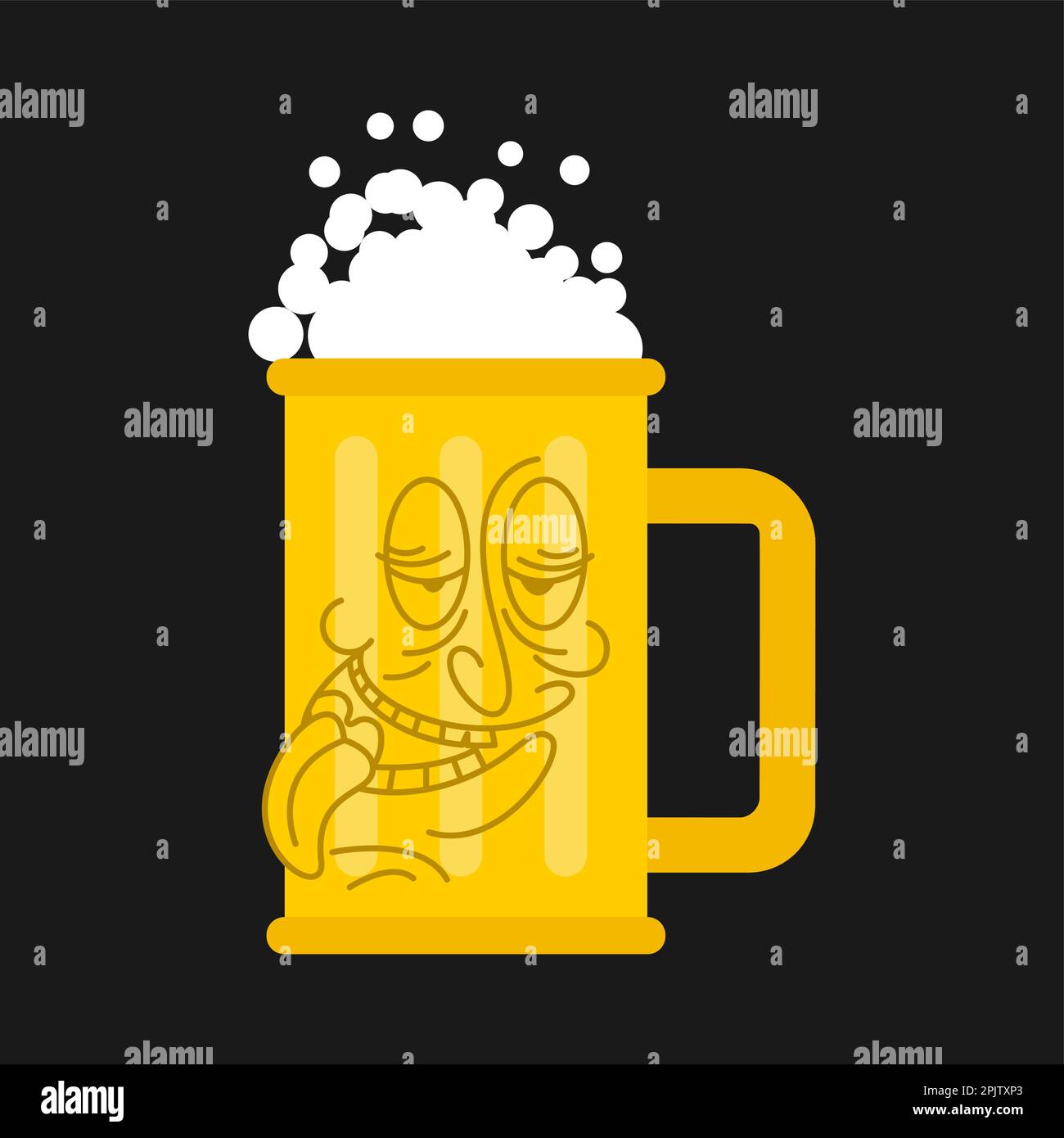 Drunk beer mug cartoon isolated. Alcoholic illustration Stock Vector ...