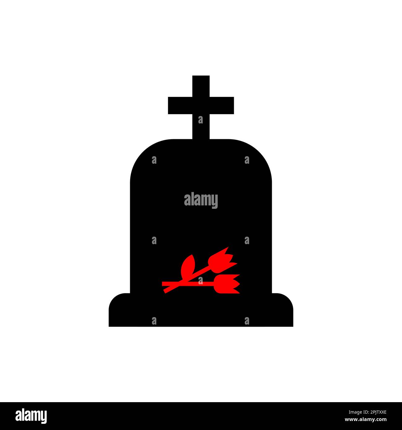 Grave with flowers sign. Funeral symbol. the concept of sadness and ...