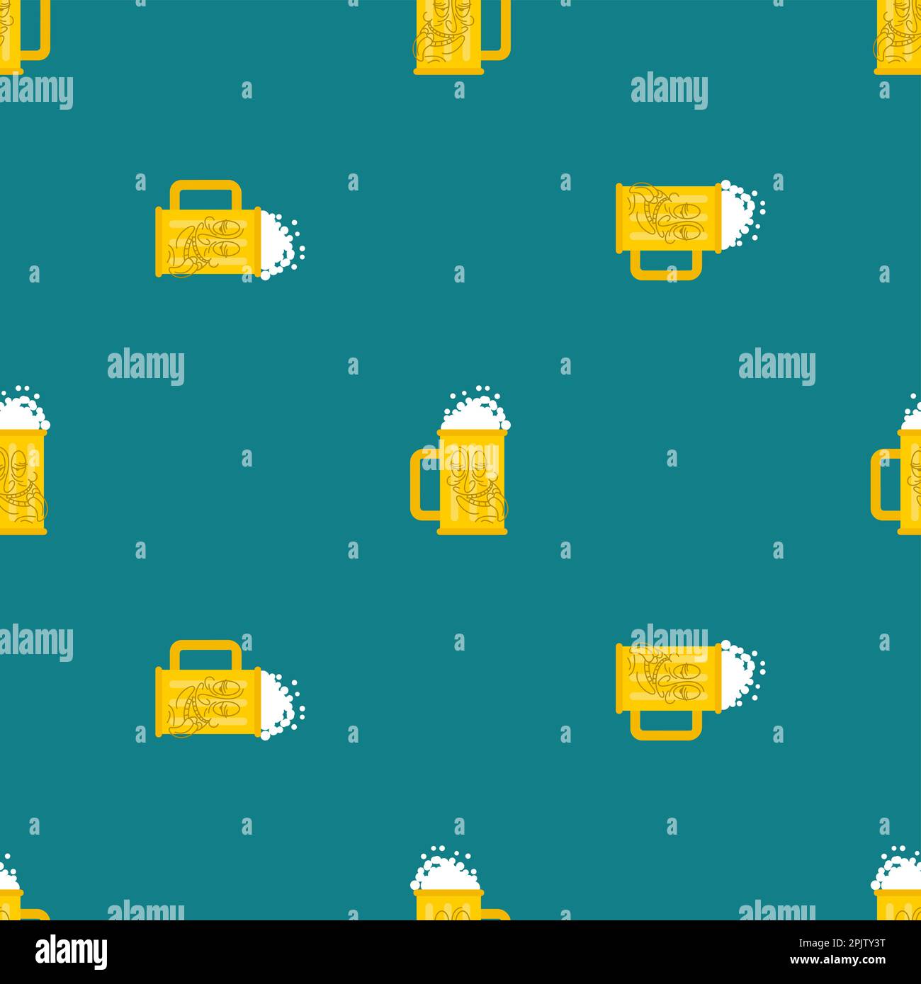 Drunk beer mug cartoon pattern seamless. Alcoholic background Stock ...
