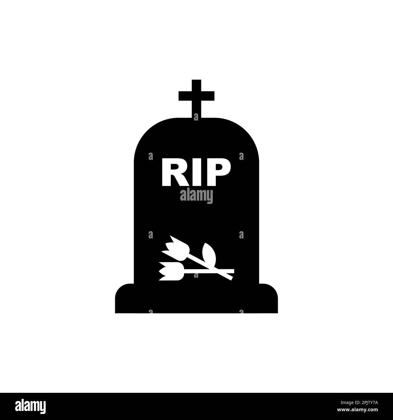 Grave with flowers sign. Funeral symbol. the concept of sadness and ...