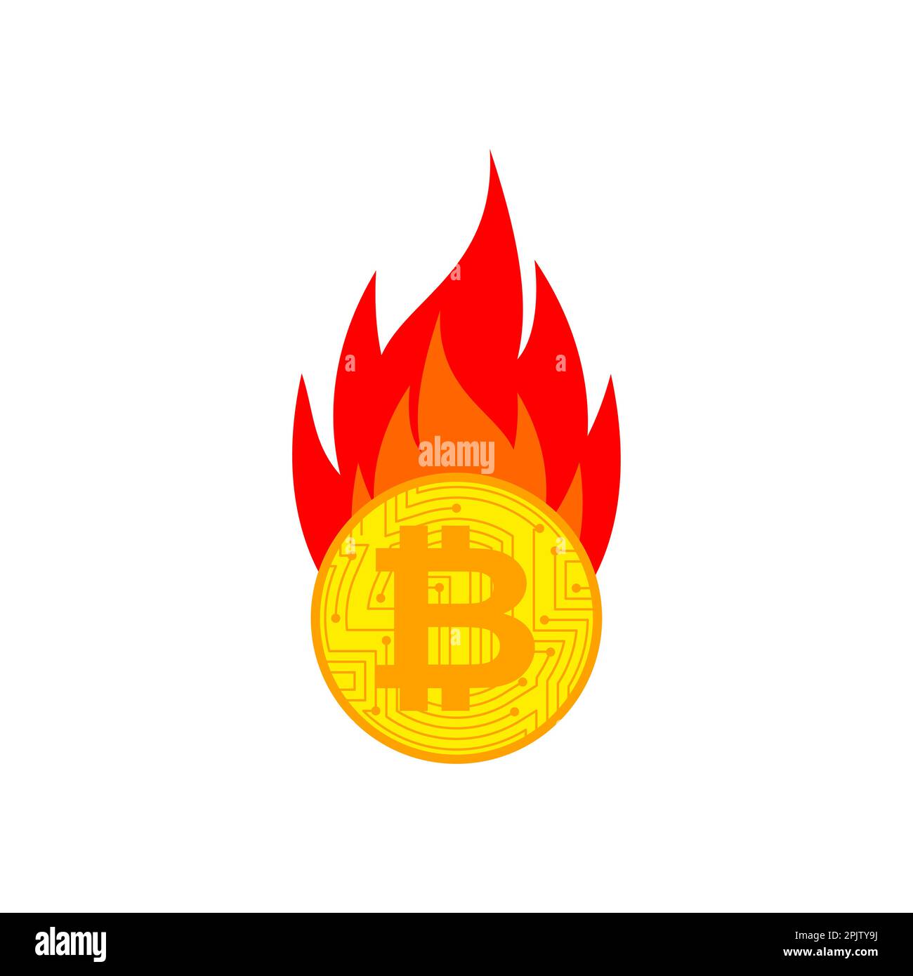 Bitcoin is on fire. Cryptocurrency burns. Vector illustration Stock ...