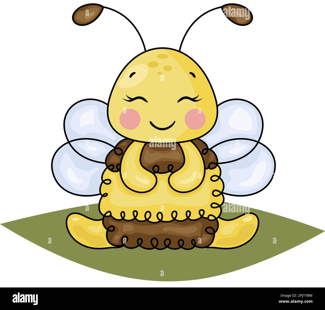 Cute happy bee sitting in the garden Stock Photo - Alamy