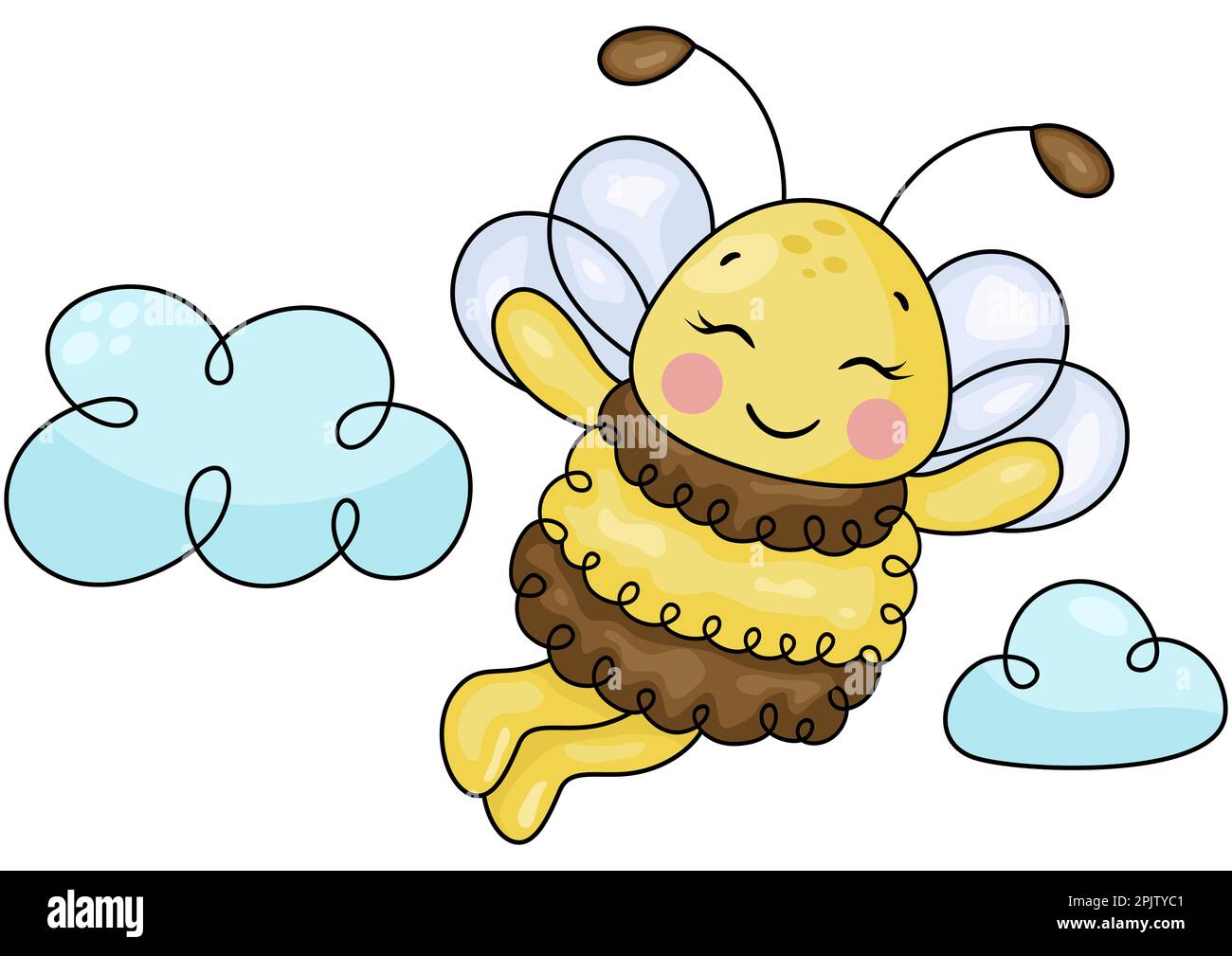 Funny bee flying in the sky with clouds Stock Photo - Alamy