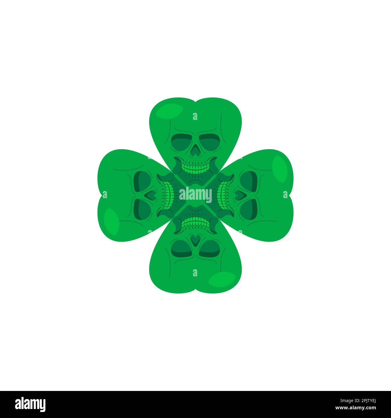 Skull clover. Four leaf clover for good luck with a skeleton Stock ...