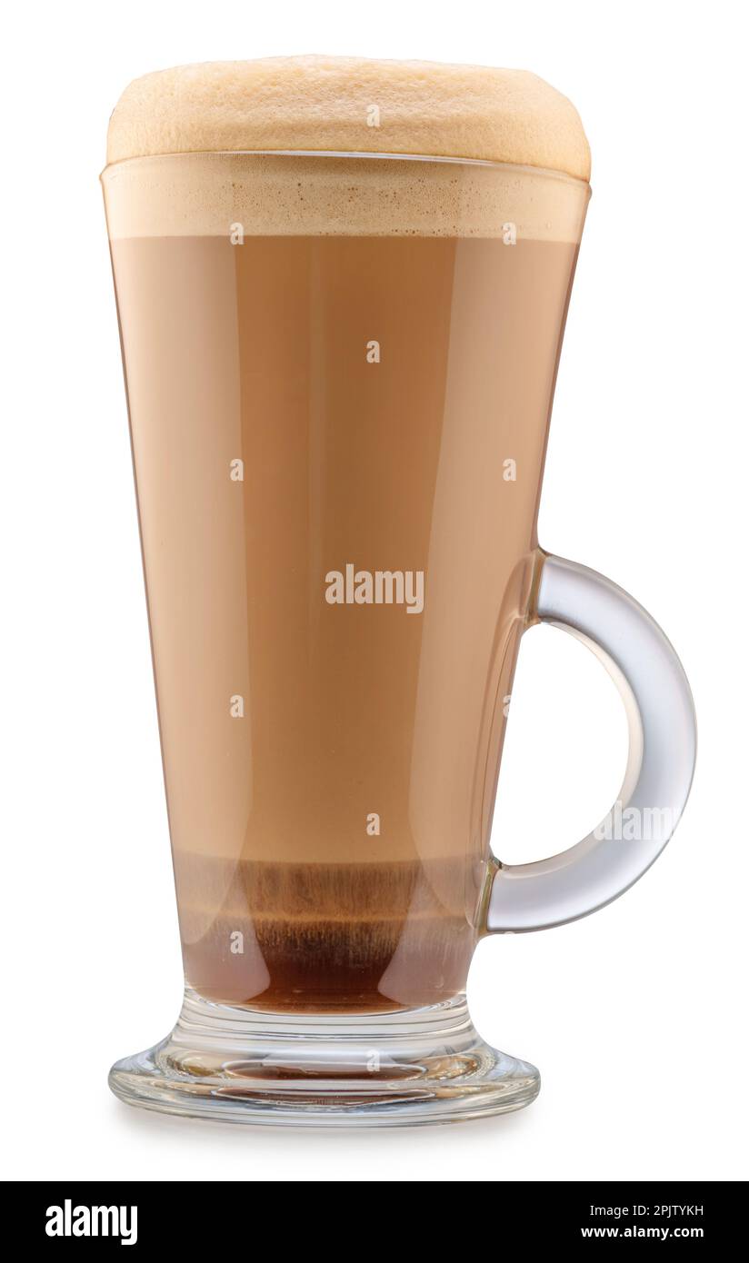 Glass Of Cappuccino Coffee Based Drink With Milk And Steamed Milk Foam File Contains Clipping