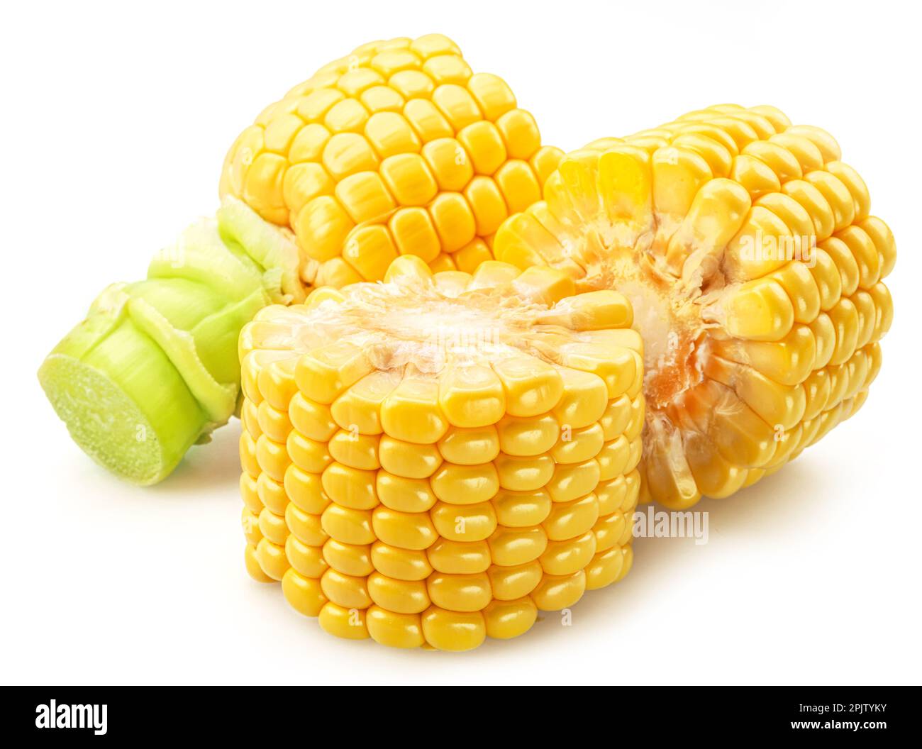 Cuts of maize cob or corn cob isolated on white background Stock Photo ...