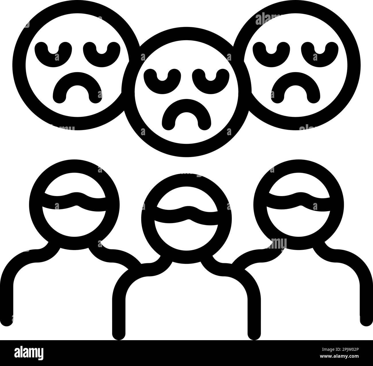 Sad poverty people icon outline vector. Poor family. Child money Stock ...