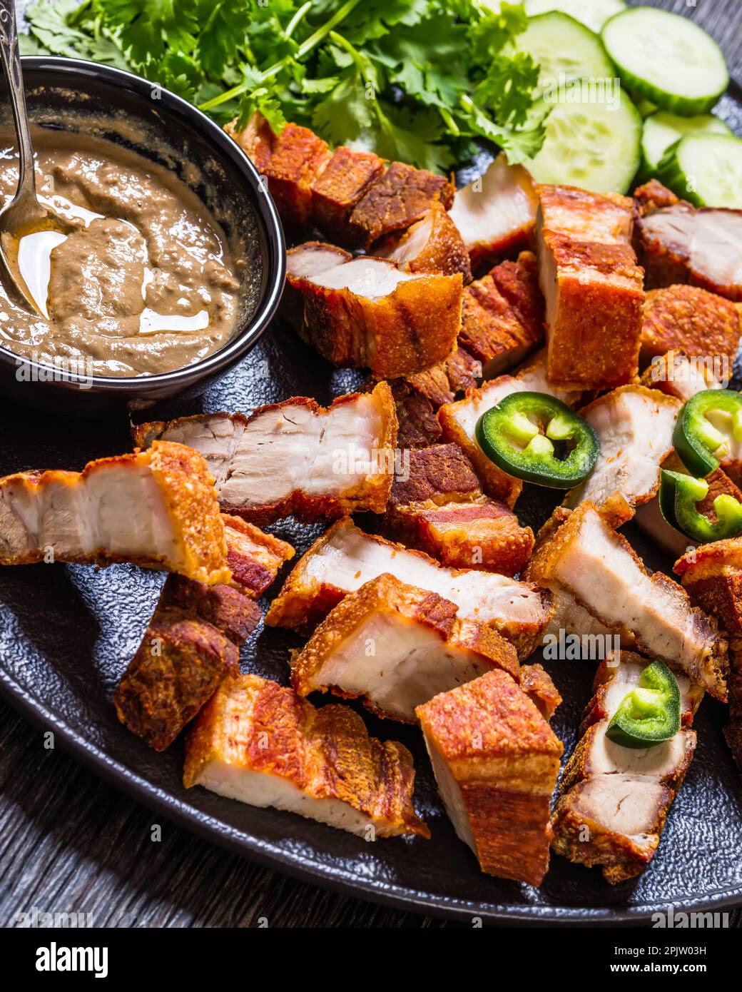 Lechon Kawali, filipino crispy fried pork belly with liver sauce ...
