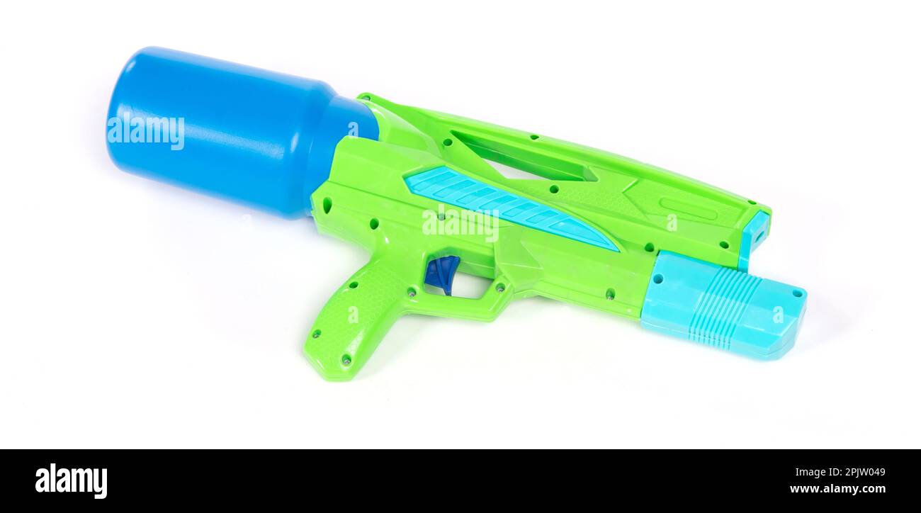 Plastic water gun isolated over white background Stock Photo - Alamy