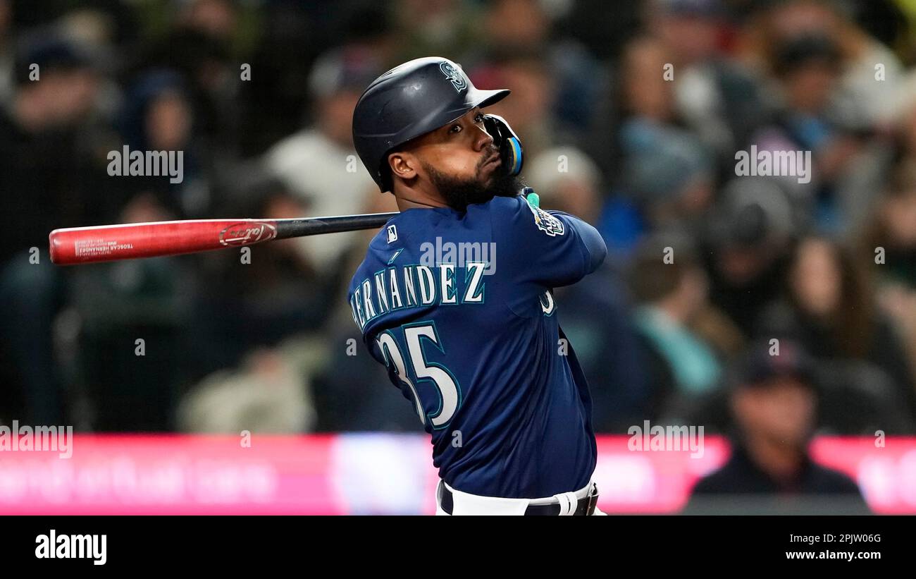Seattle Mariners' Teoscar Hernandez follows through against the ...