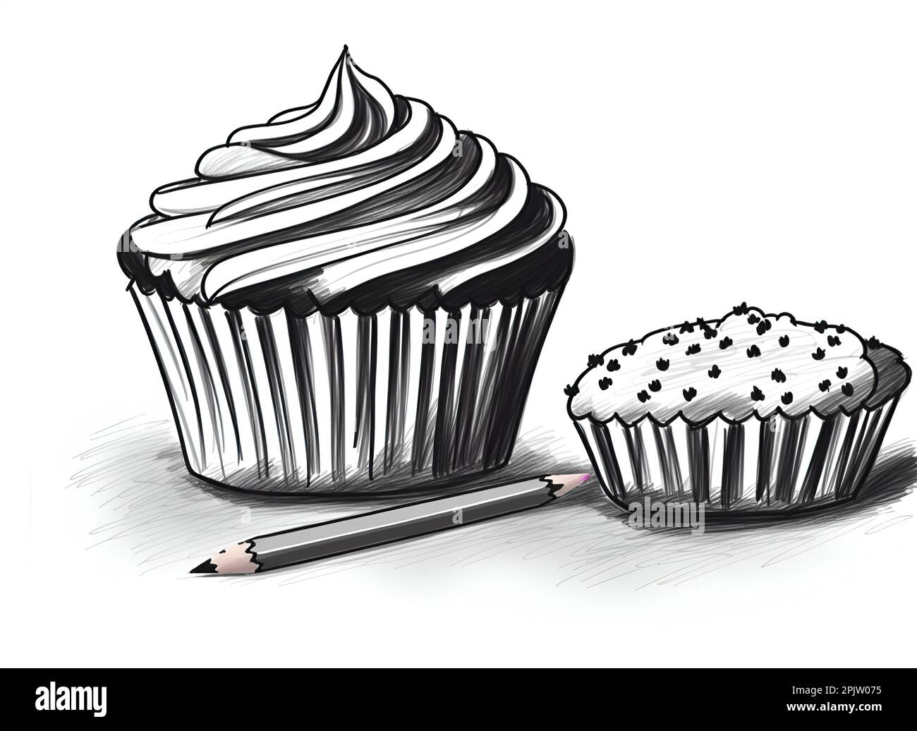 Cupcakes Pencil Drawing