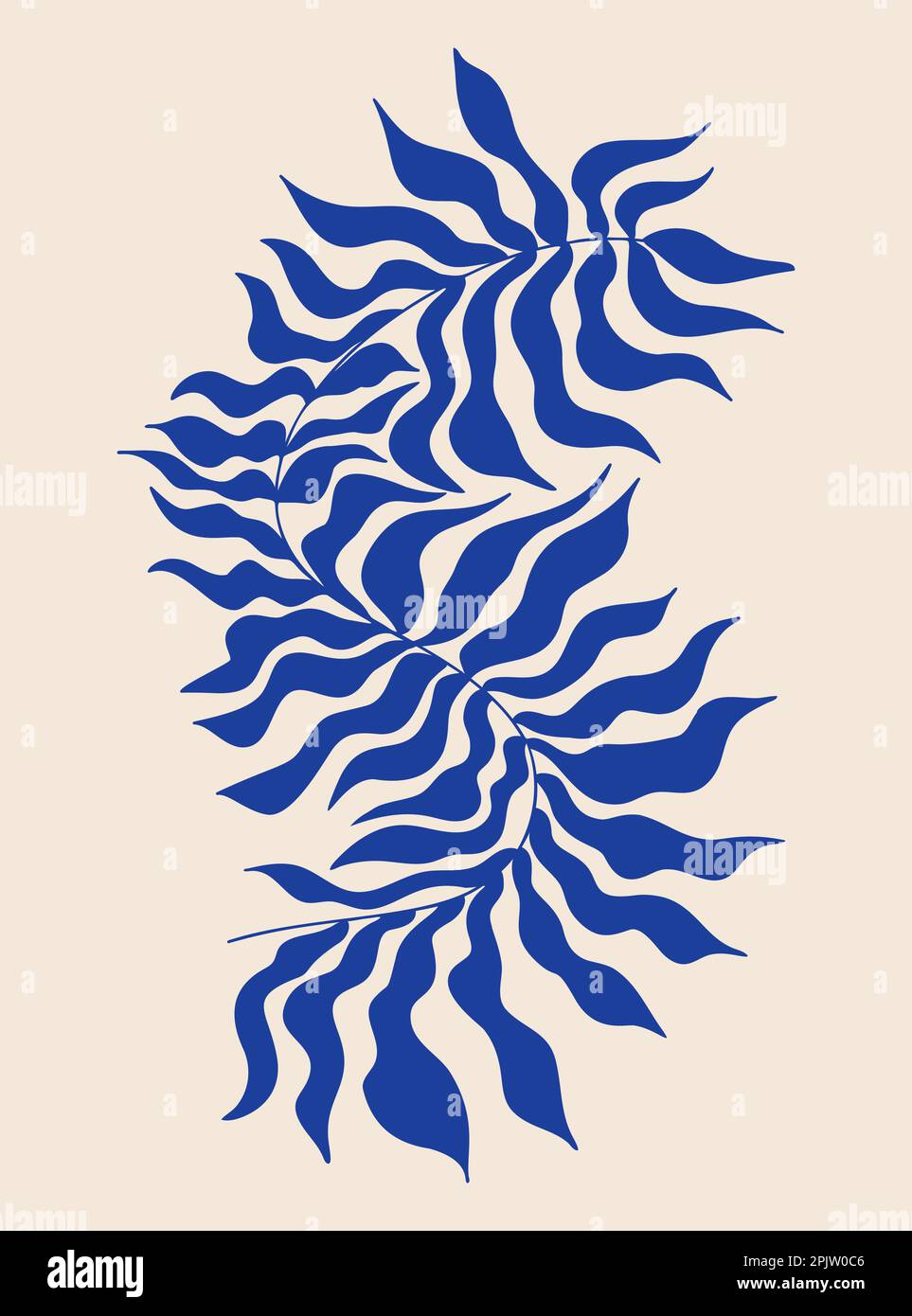 Curved branch with leaves. Matisse Abstract Art. Poster aesthetic ...