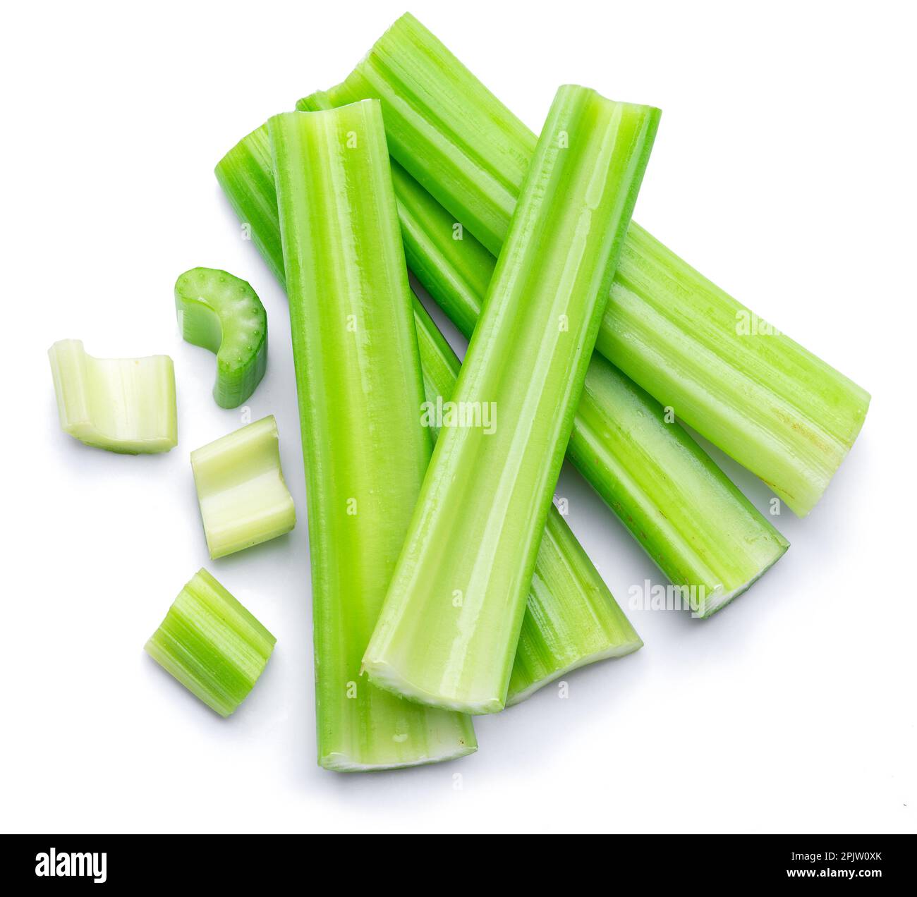 Pile of celery ribs isolated on white background Stock Photo - Alamy