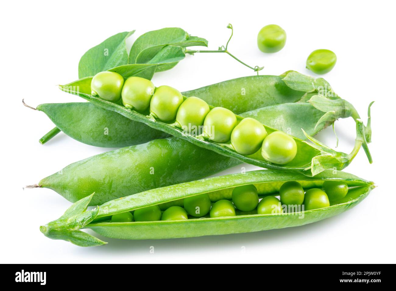 Perfect green peas in pod isolated on white background Stock Photo - Alamy