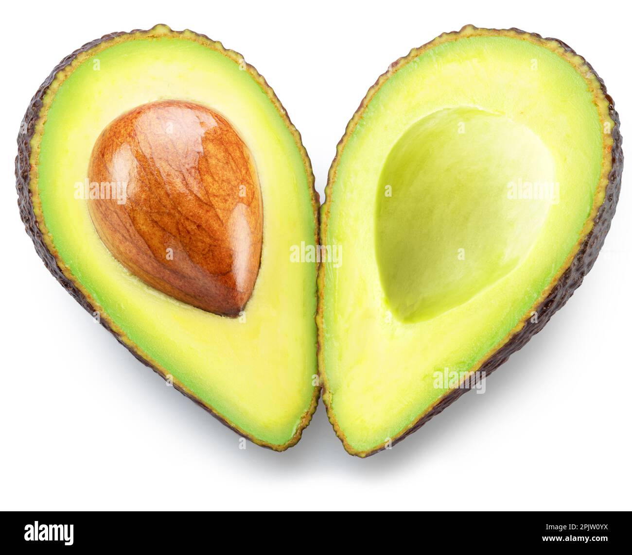 Avocado heart, two halves of an avocado look like a heart shape ...