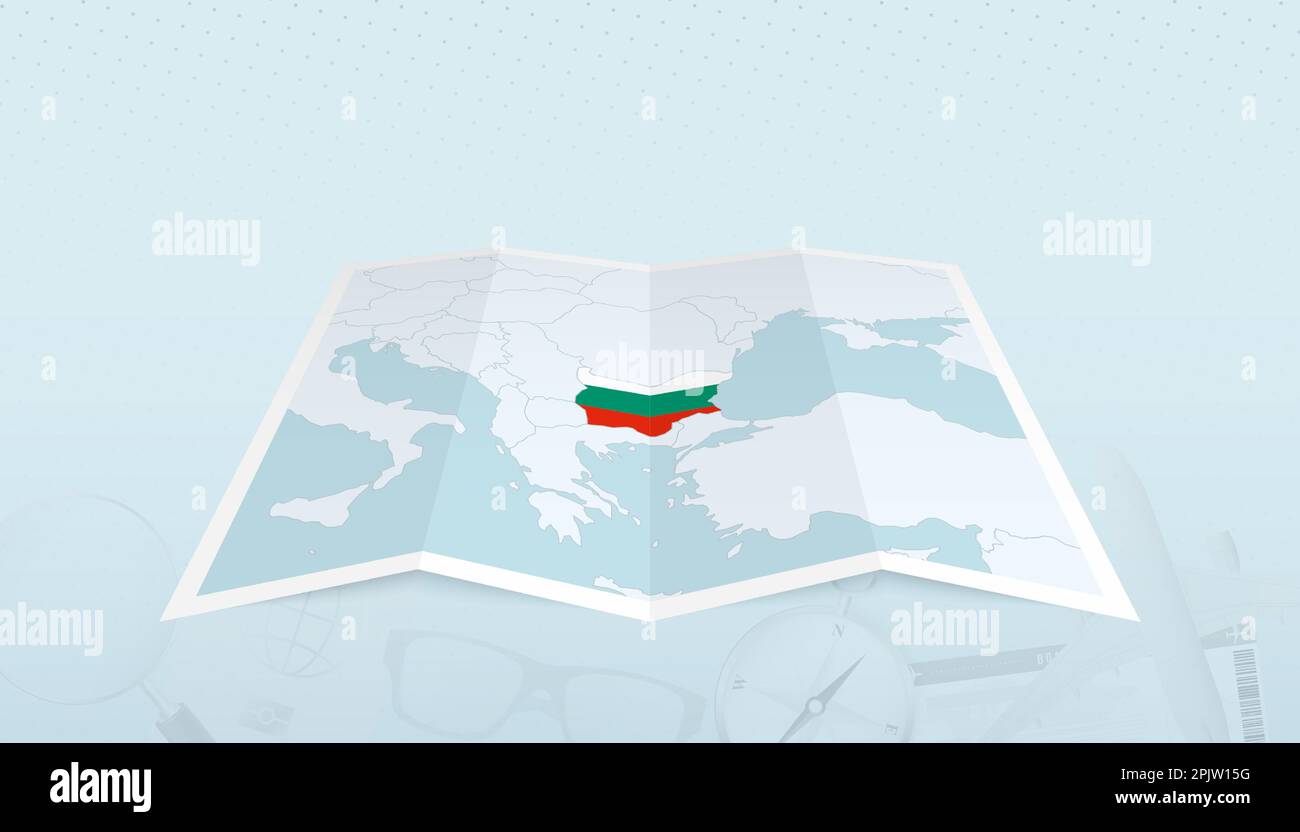 Map of Bulgaria with the flag of Bulgaria in the contour of the map on ...