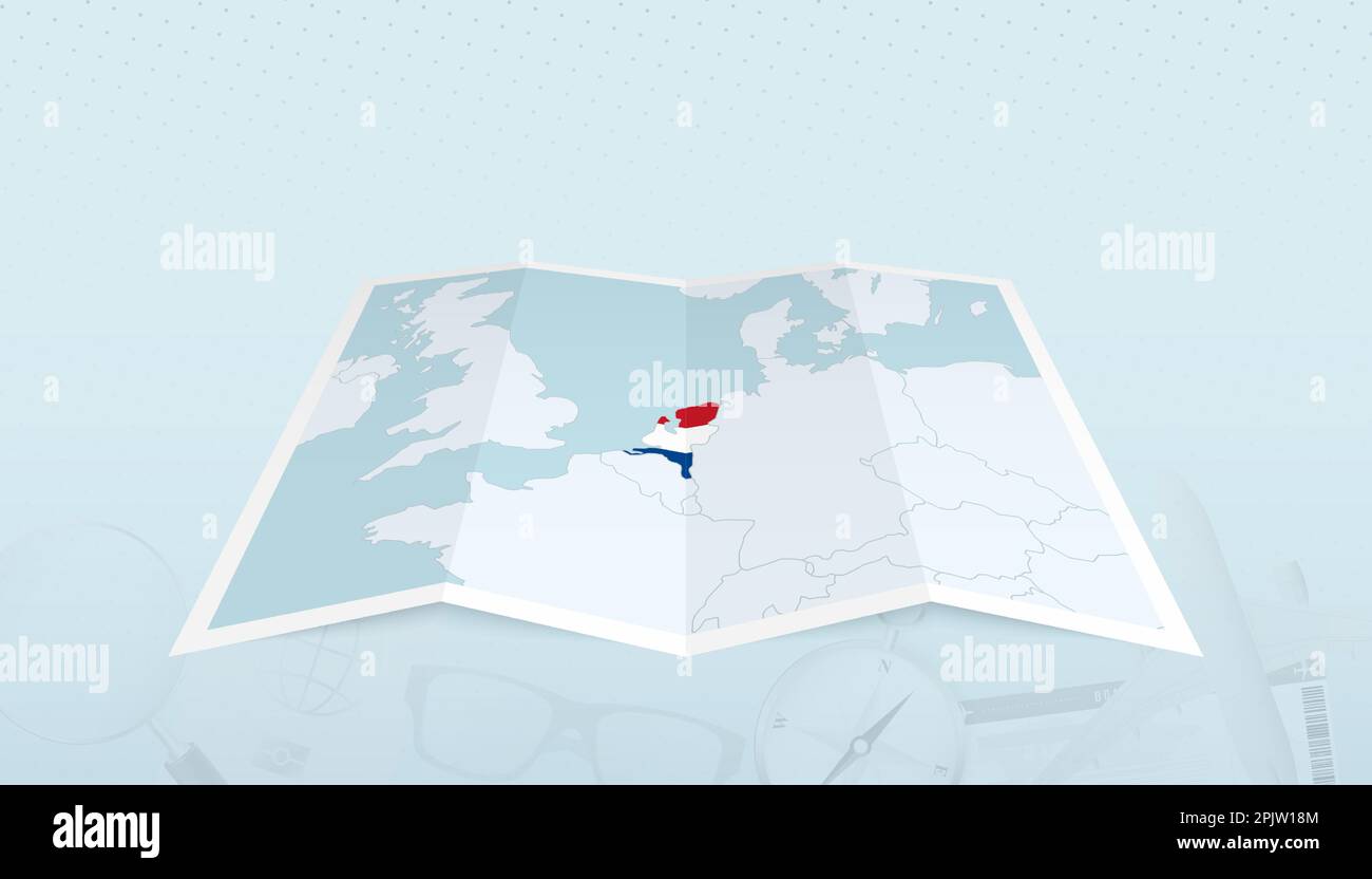 Map of Netherlands with the flag of Netherlands in the contour of the ...