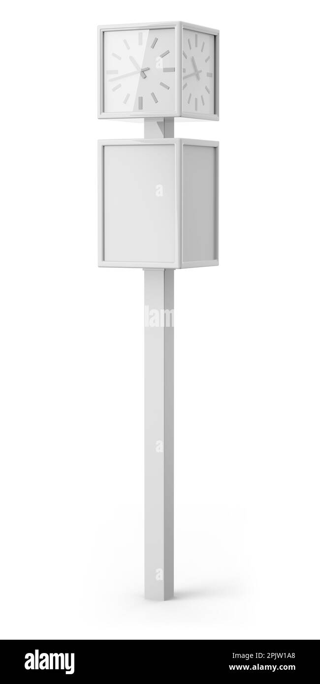 City Clock Advertising 3D Rendering on White Background Stock Photo - Alamy