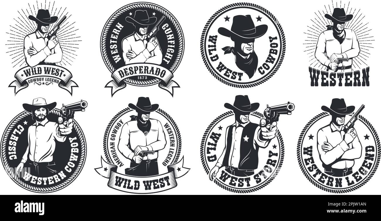 Vintage cowboy logos, or badges Stock Vector Image & Art - Alamy