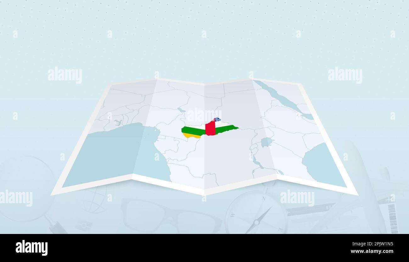 Map of Central African Republic with the flag of Central African ...