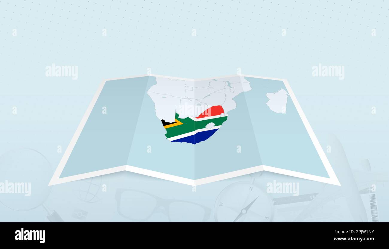 Map of South Africa with the flag of South Africa in the contour of the ...