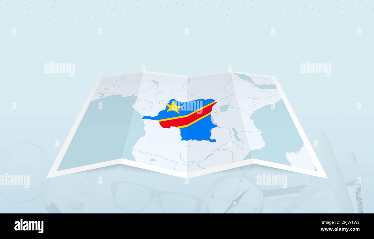 Map of DR Congo with the flag of DR Congo in the contour of the map on ...