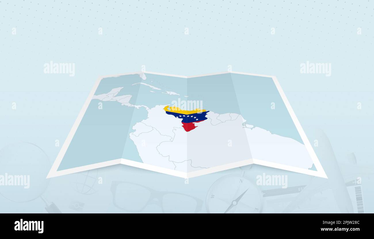 Map of Venezuela with the flag of Venezuela in the contour of the map ...