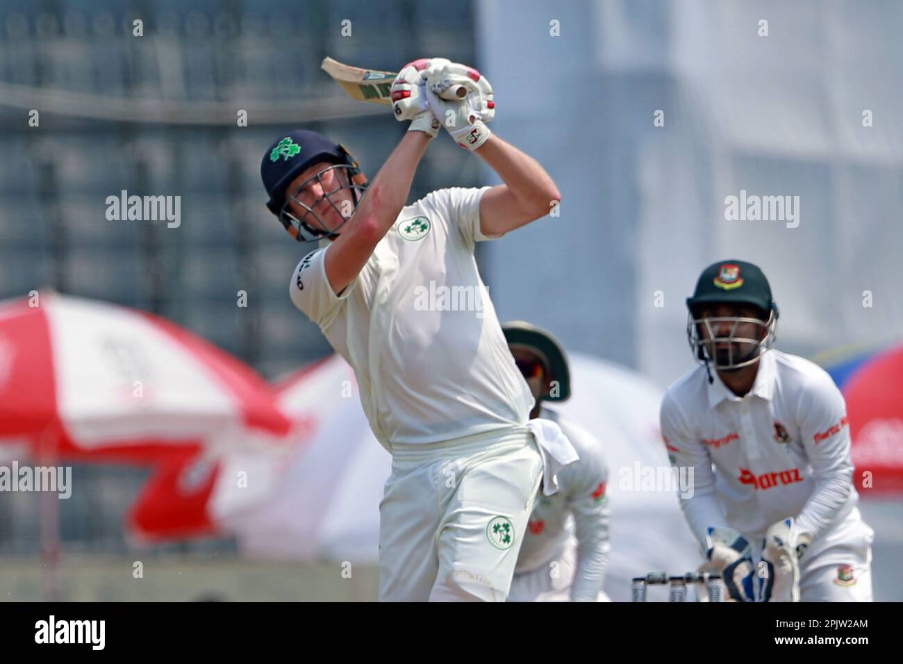 Harry Tector bats during the alone test match between Bangladesh and ...