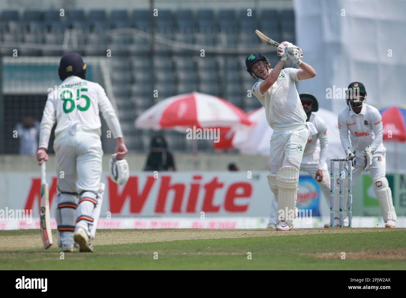 Harry Tector bats during the alone test match between Bangladesh and ...