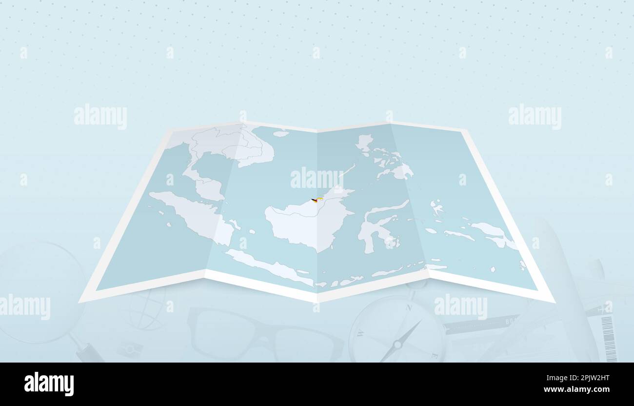 Map of Brunei with the flag of Brunei in the contour of the map on a ...