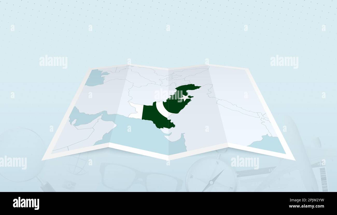Map of Pakistan with the flag of Pakistan in the contour of the map on ...