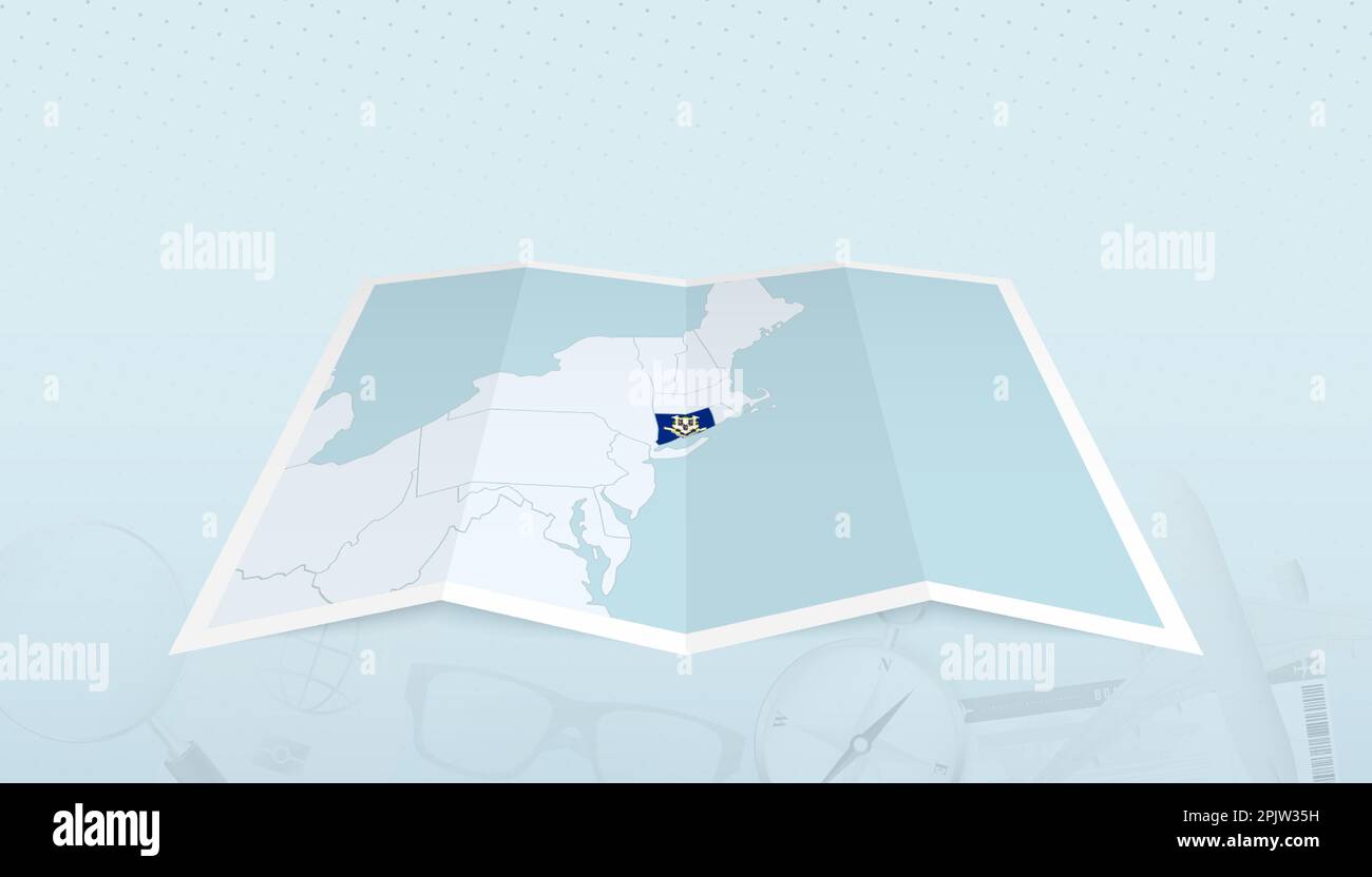 Map of Connecticut with the flag of Connecticut in the contour of the ...