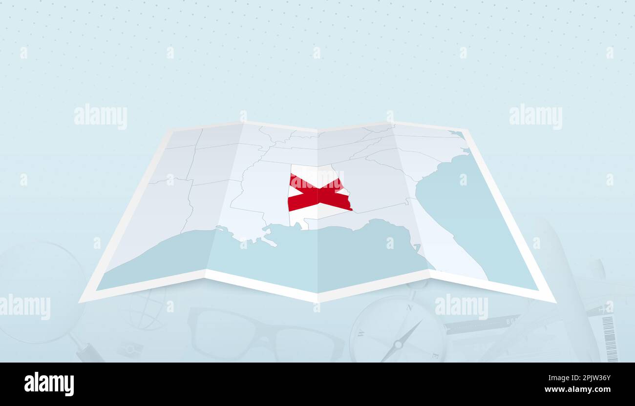 Map of Alabama with the flag of Alabama in the contour of the map on a ...