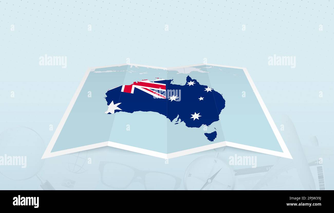 Map of Australia with the flag of Australia in the contour of the map ...