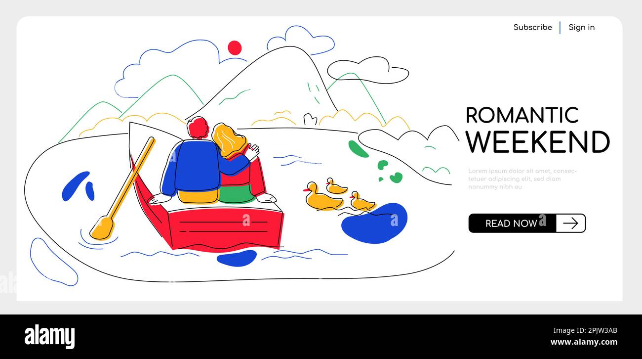 Romantic weekend - modern colorful flat design style illustration Stock ...
