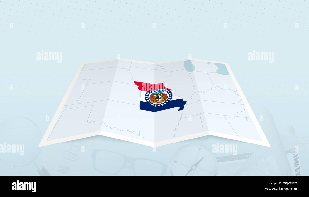 Map of Missouri with the flag of Missouri in the contour of the map on ...