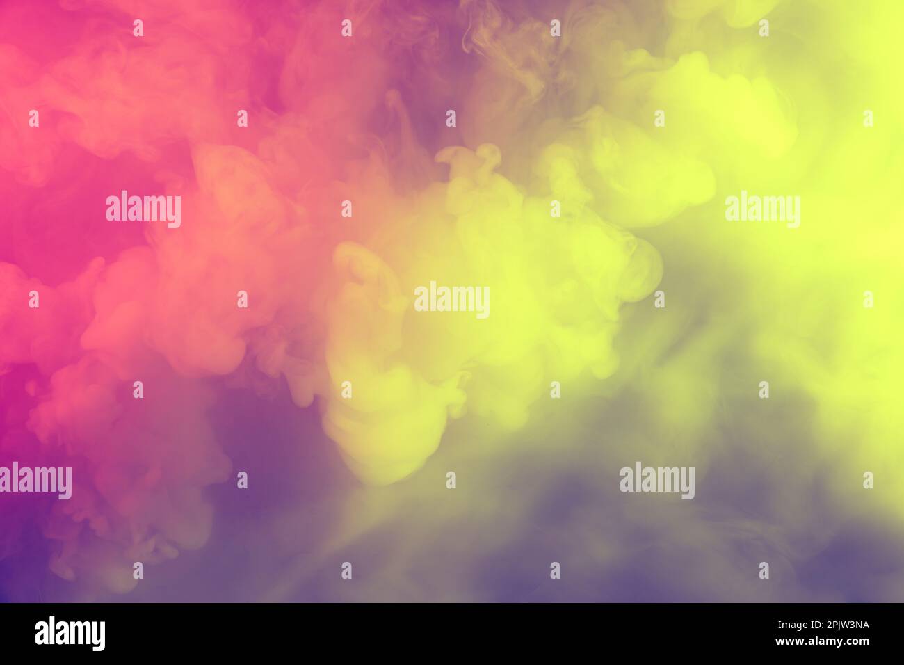 Abstract, colorful, multicolored smoke spreading in neon light. Design ...