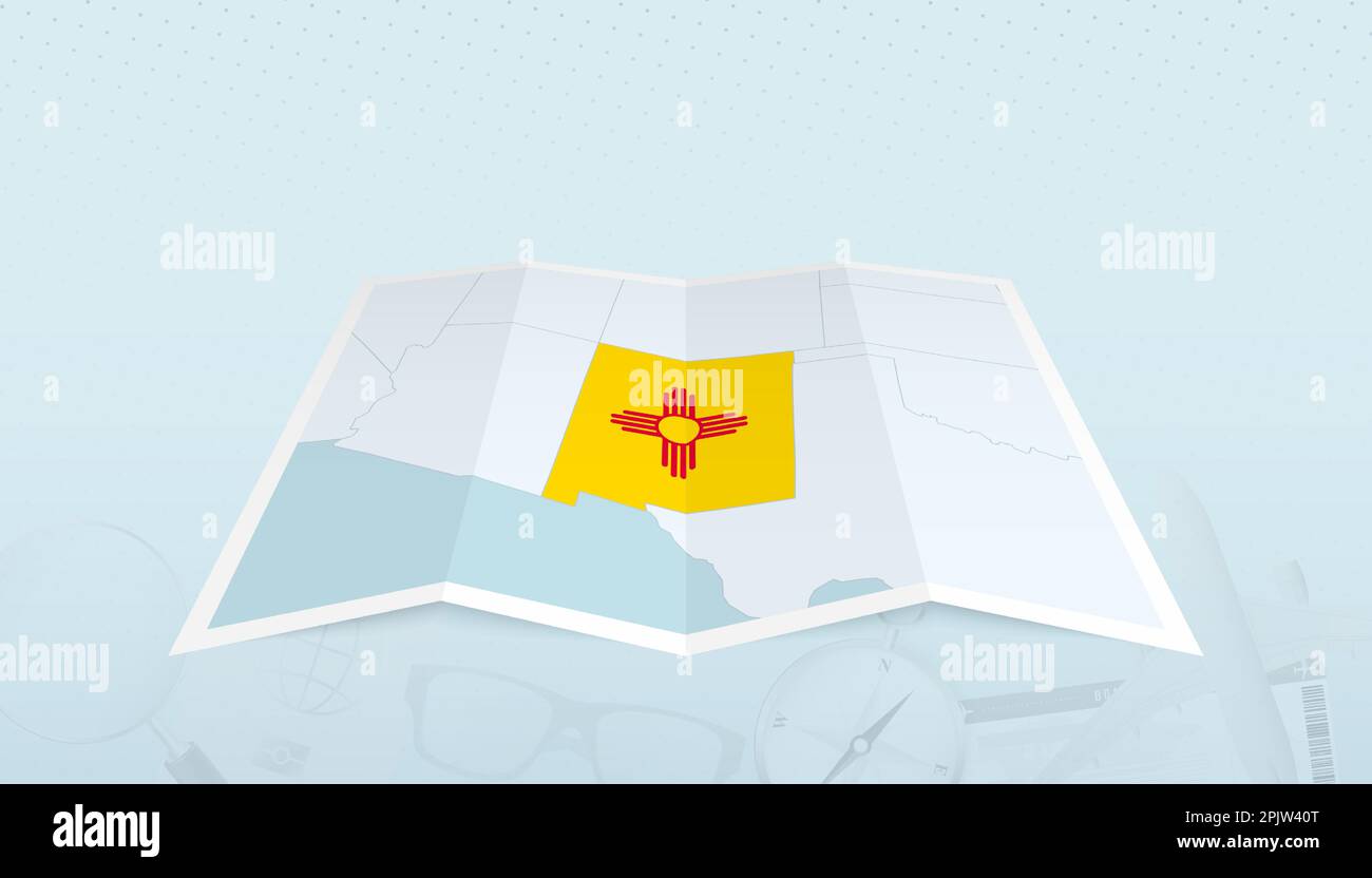 Map of New Mexico with the flag of New Mexico in the contour of the map ...