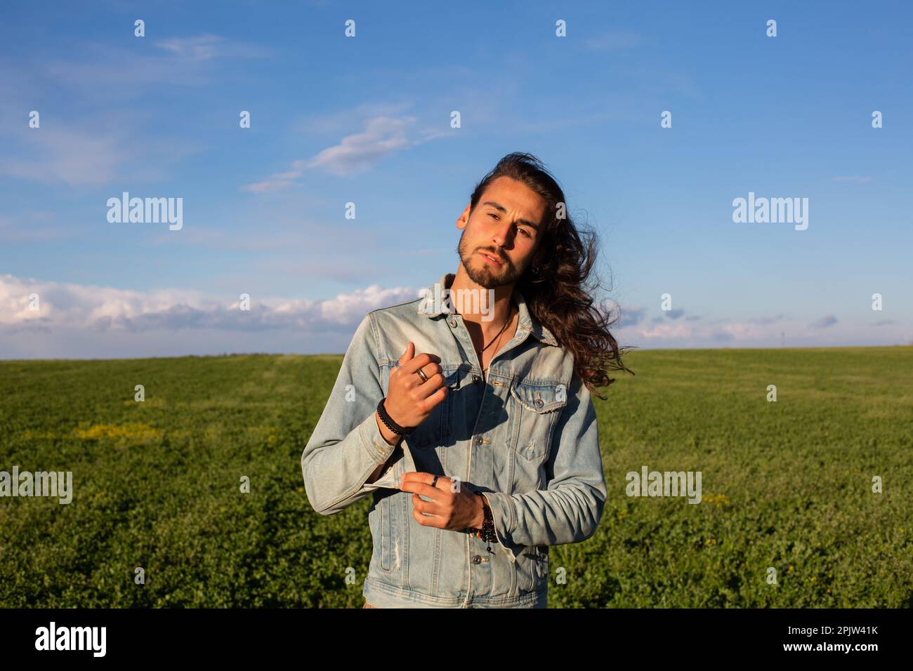 Long hair man Stock Photo - Alamy