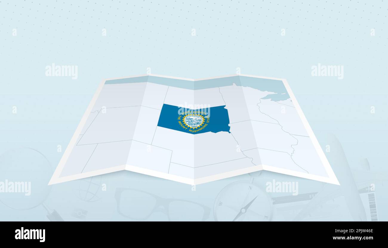 Map of South Dakota with the flag of South Dakota in the contour of the ...