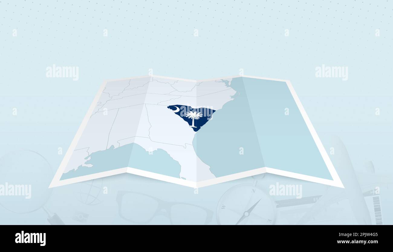 Map of South Carolina with the flag of South Carolina in the contour of ...