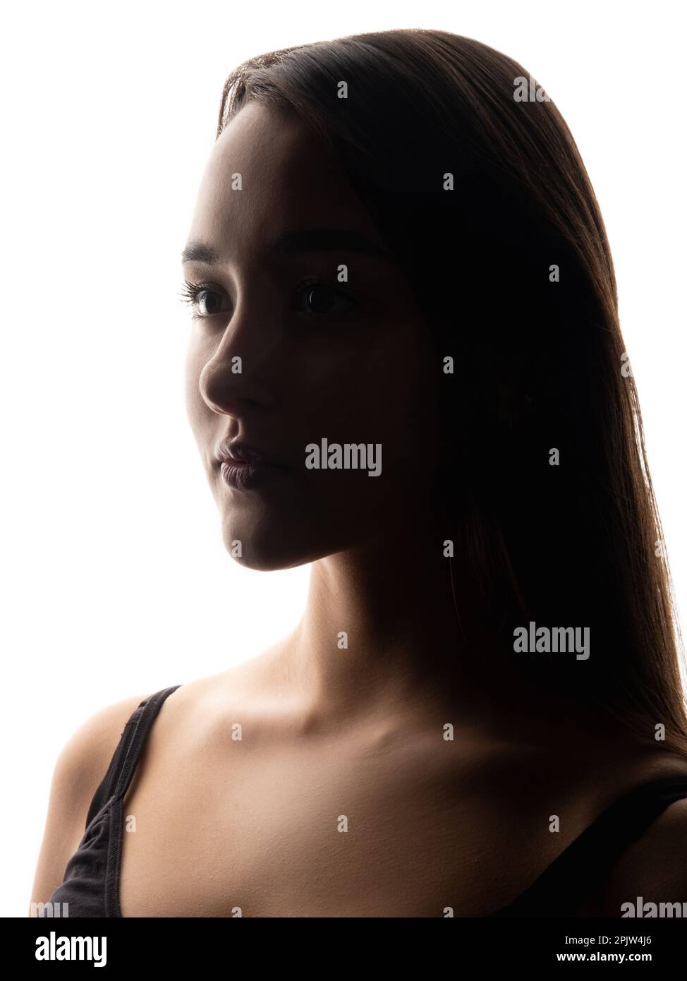 Female beauty model face backlit silhouette woman Stock Photo - Alamy