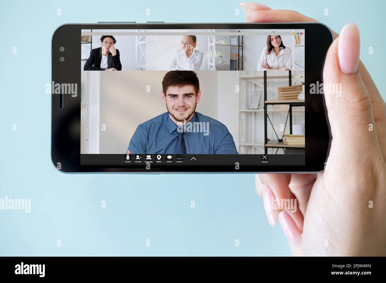 mobile conference video call business team screen Stock Photo - Alamy