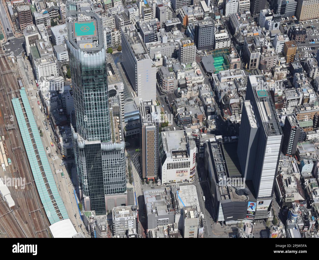An aerial photo shows Tokyo Kabukicho Tower(L) and Shinjuku Toho ...