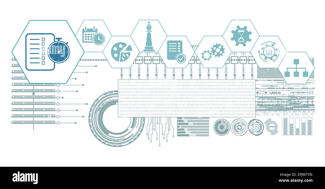 Concept of action plan with connected icons Stock Photo - Alamy